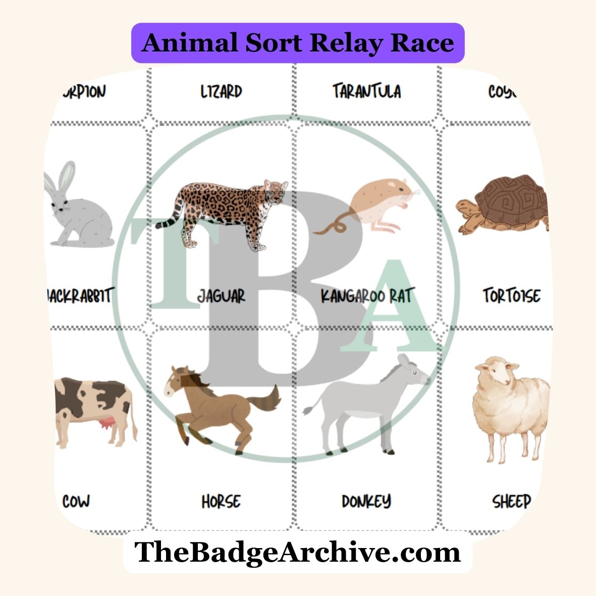 Animal Sort Relay Race – The Badge Archive