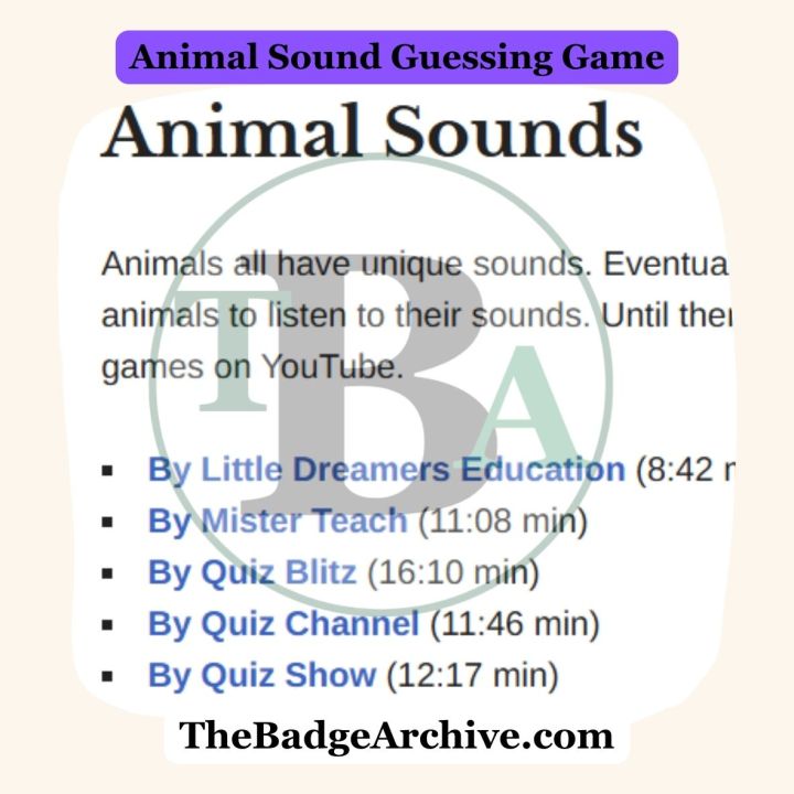 Animal Sounds – The Badge Archive
