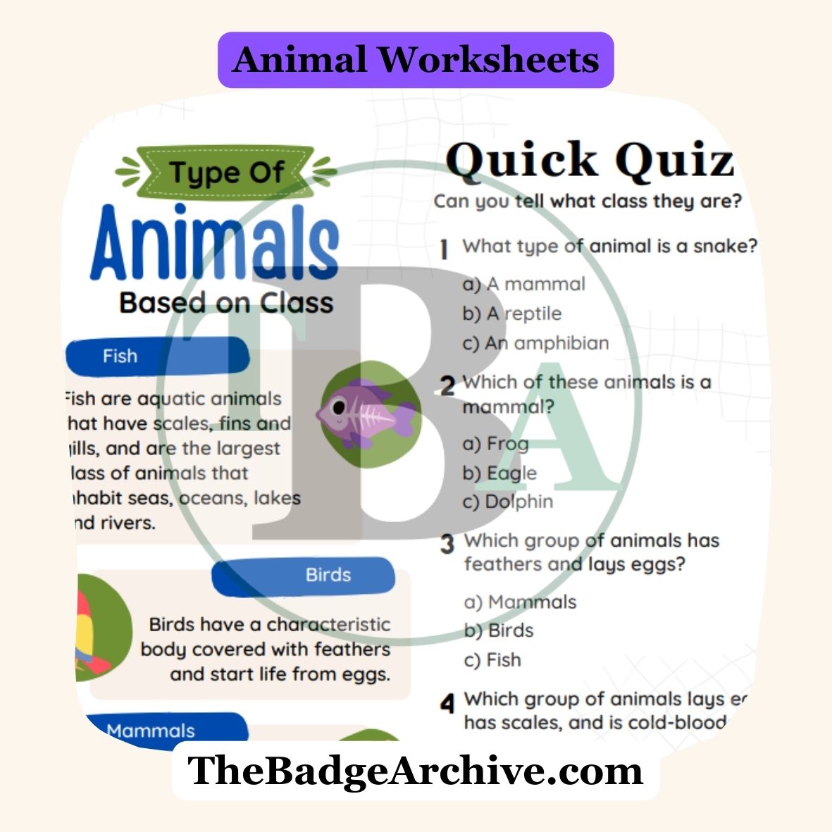 Animal Fact Worksheets – The Badge Archive