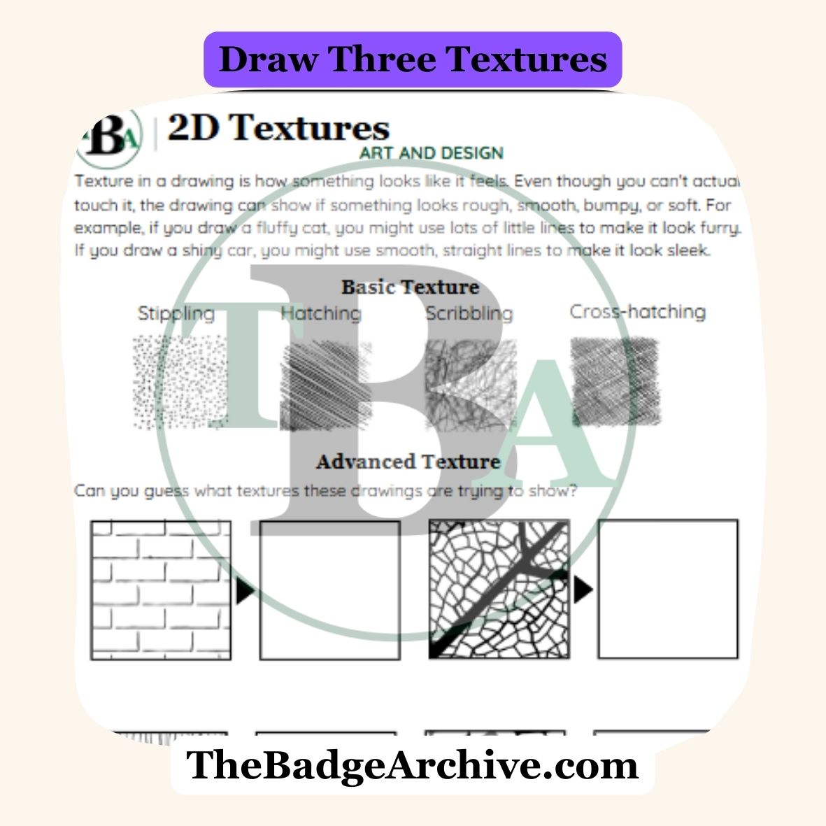 Draw Three Textures – The Badge Archive
