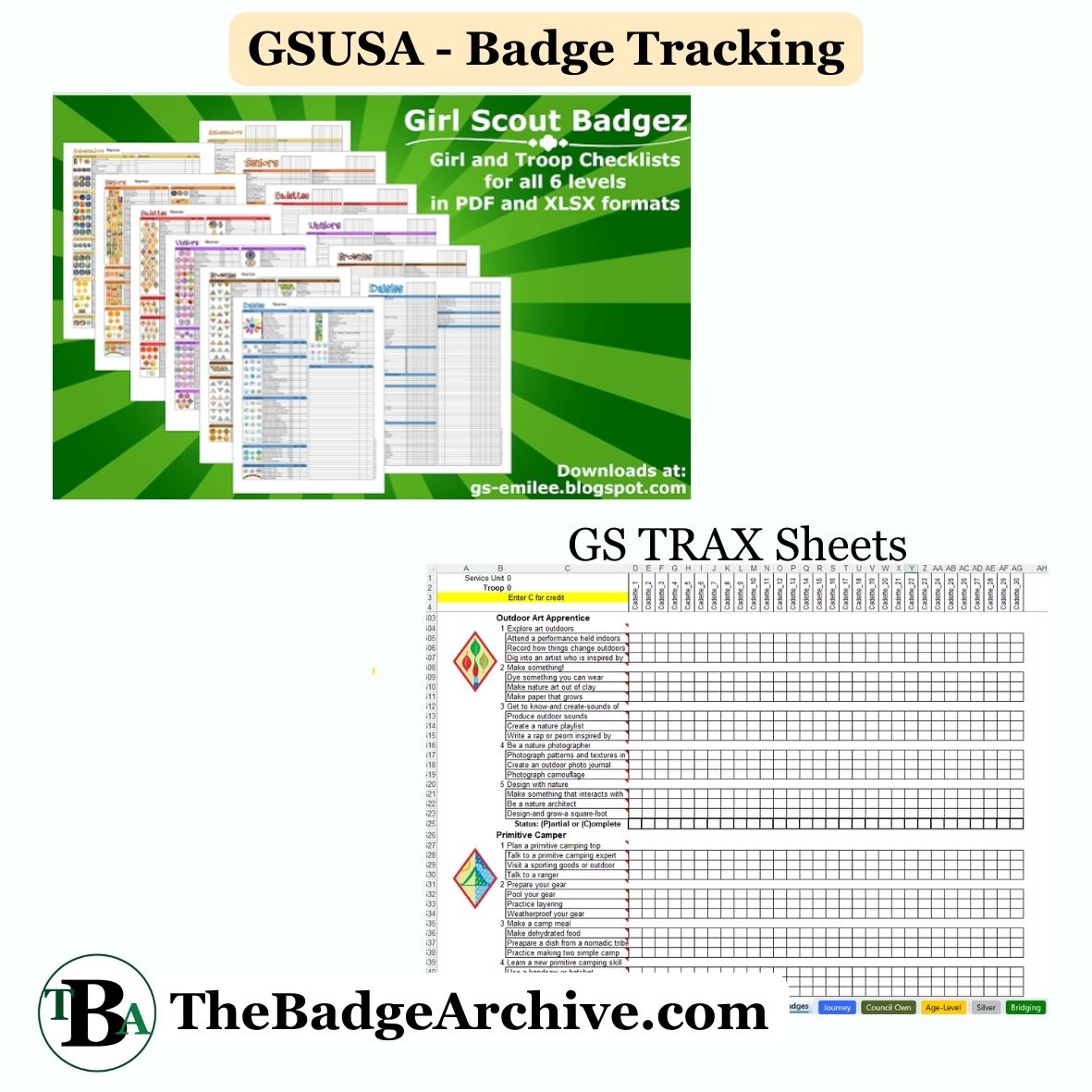 GSUSA – Badge Tracking – The Badge Archive